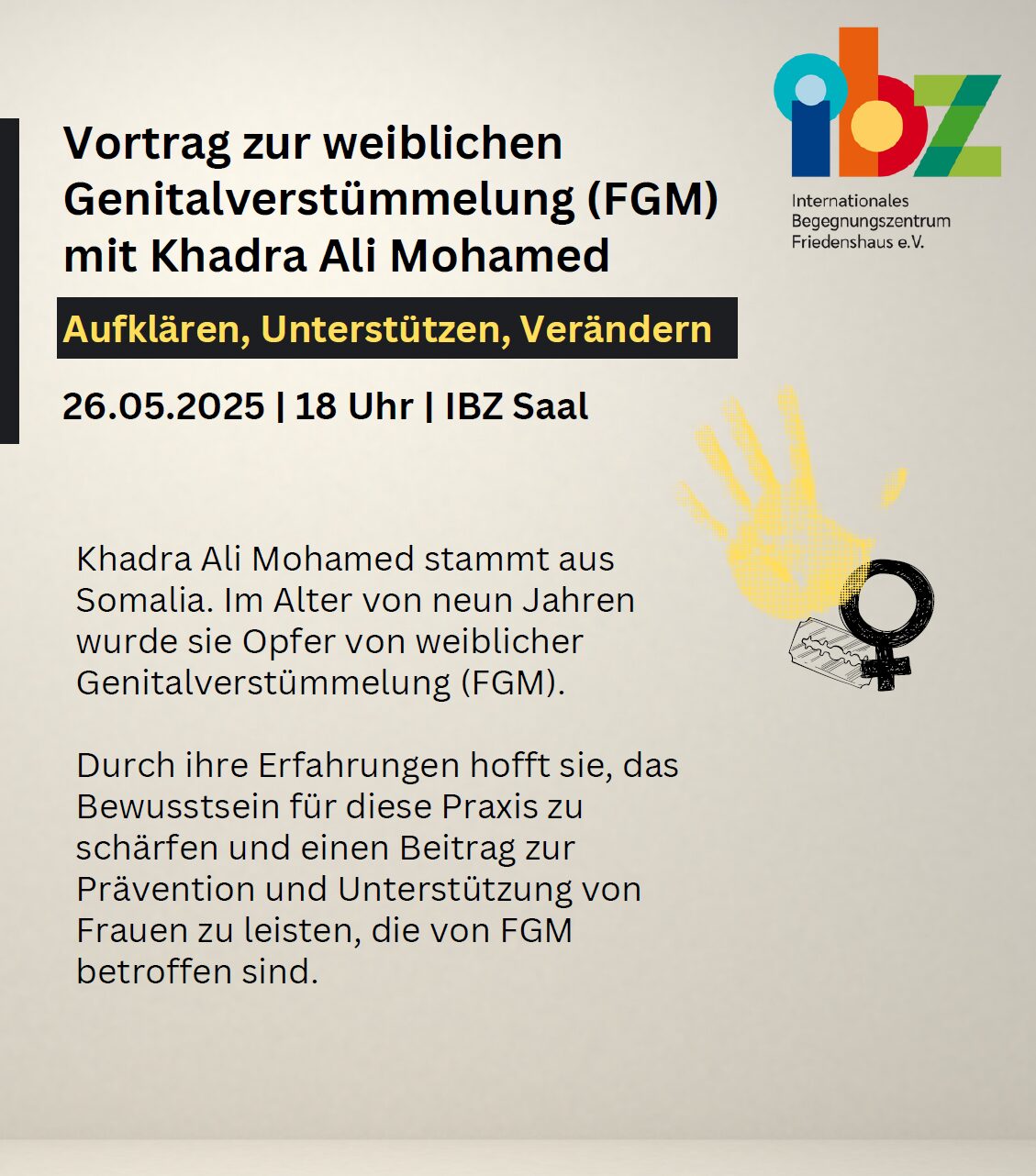 Vortrag zur weiblichen Genitalverstümmelung (FGM) mit Khadra Ali ...